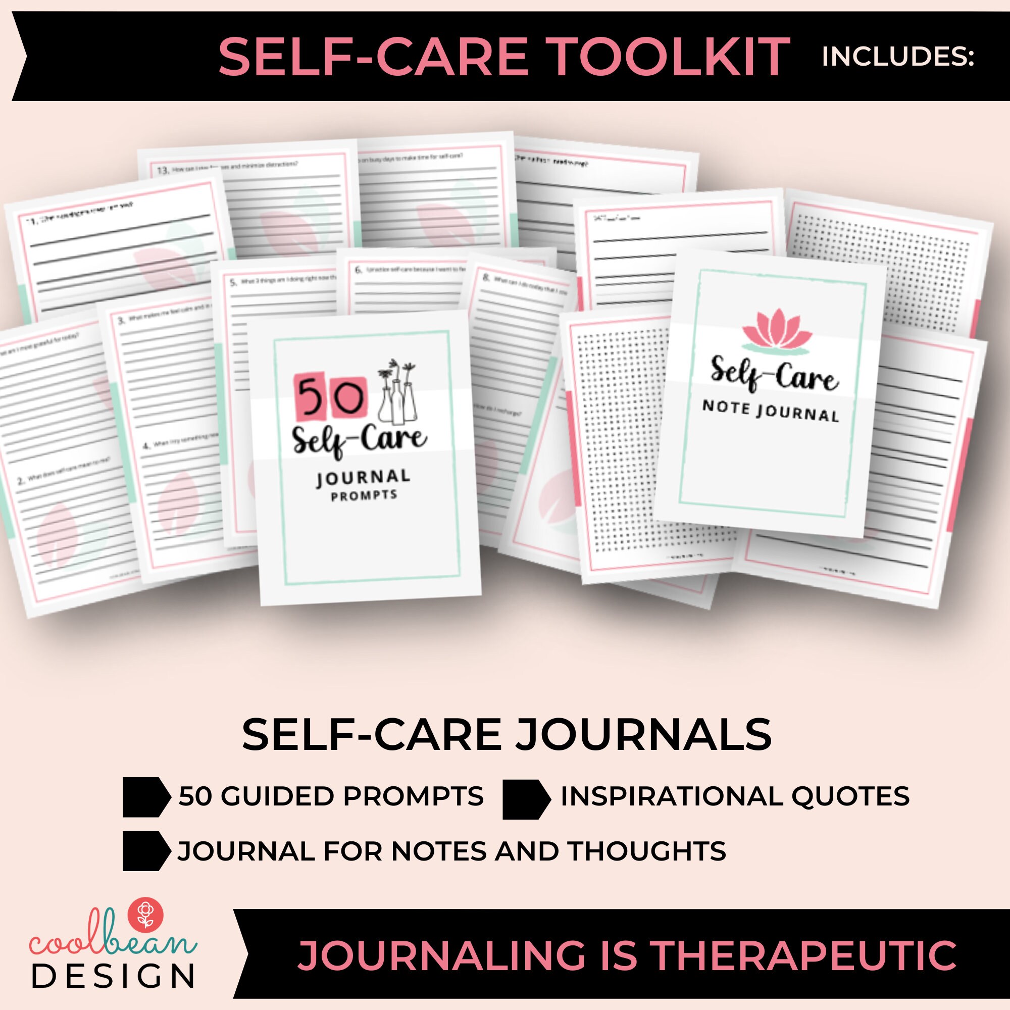 Self-care Printable Toolkit Self Care Journal, Planner, Workbook Bundle ...