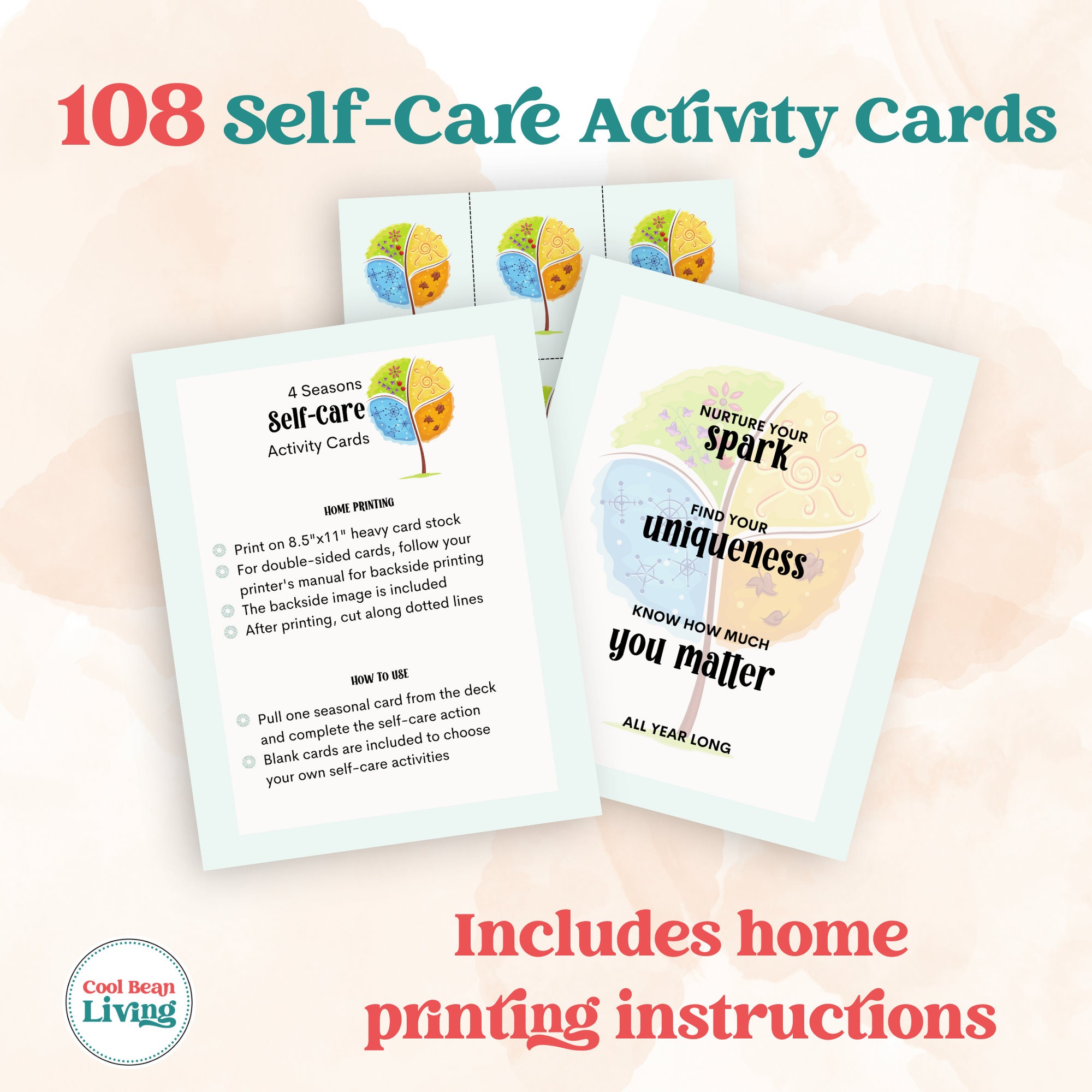 Four Seasons Self-care Activities Card Deck | Print at Home Winter ...