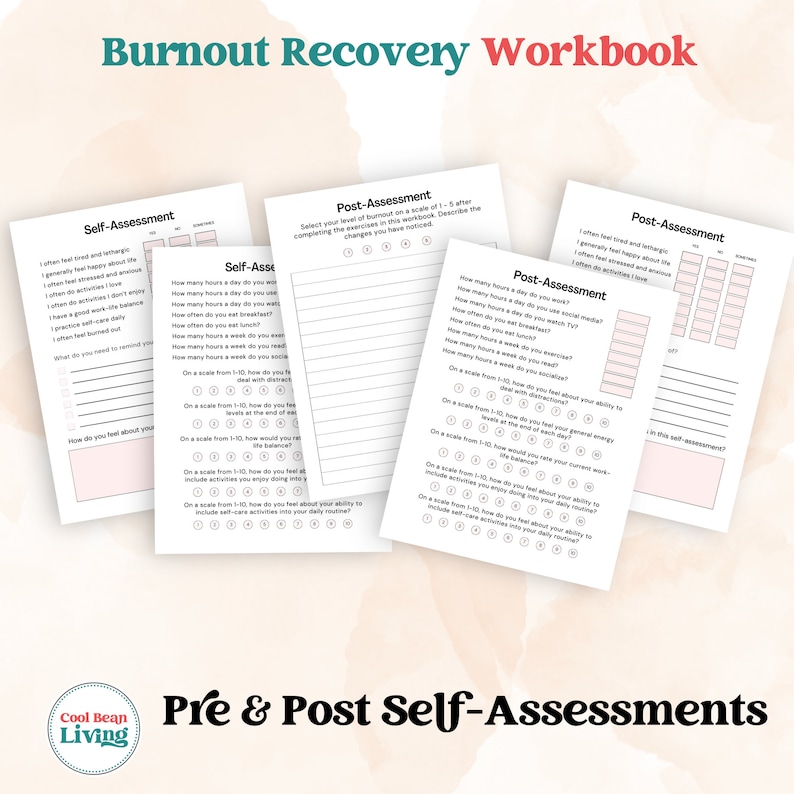 Burnout Recovery Workbook | Printable Stress Management Worksheets for ...