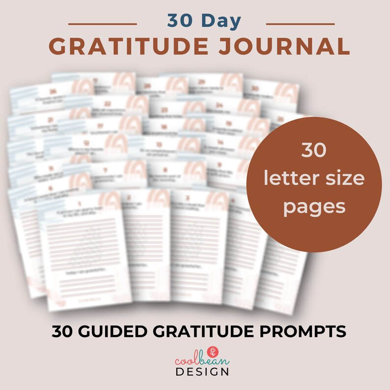 Printable 30 Day Gratitude Journal | Guided Gratitude Prompts | Bonus ...