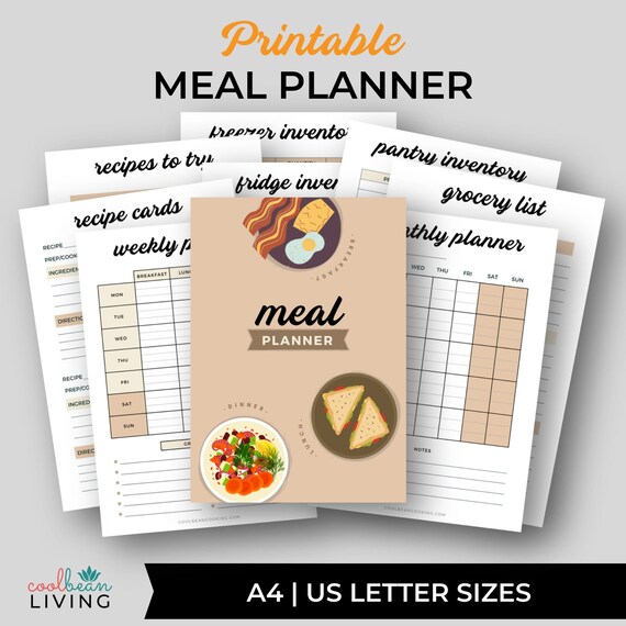 Printable Meal Planning Grocery List and Recipe Cards | Etsy