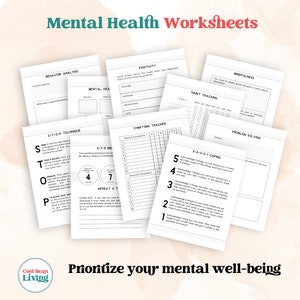 Mental Health Worksheets | Coping Skills and Anxiety Tracking Workbook ...