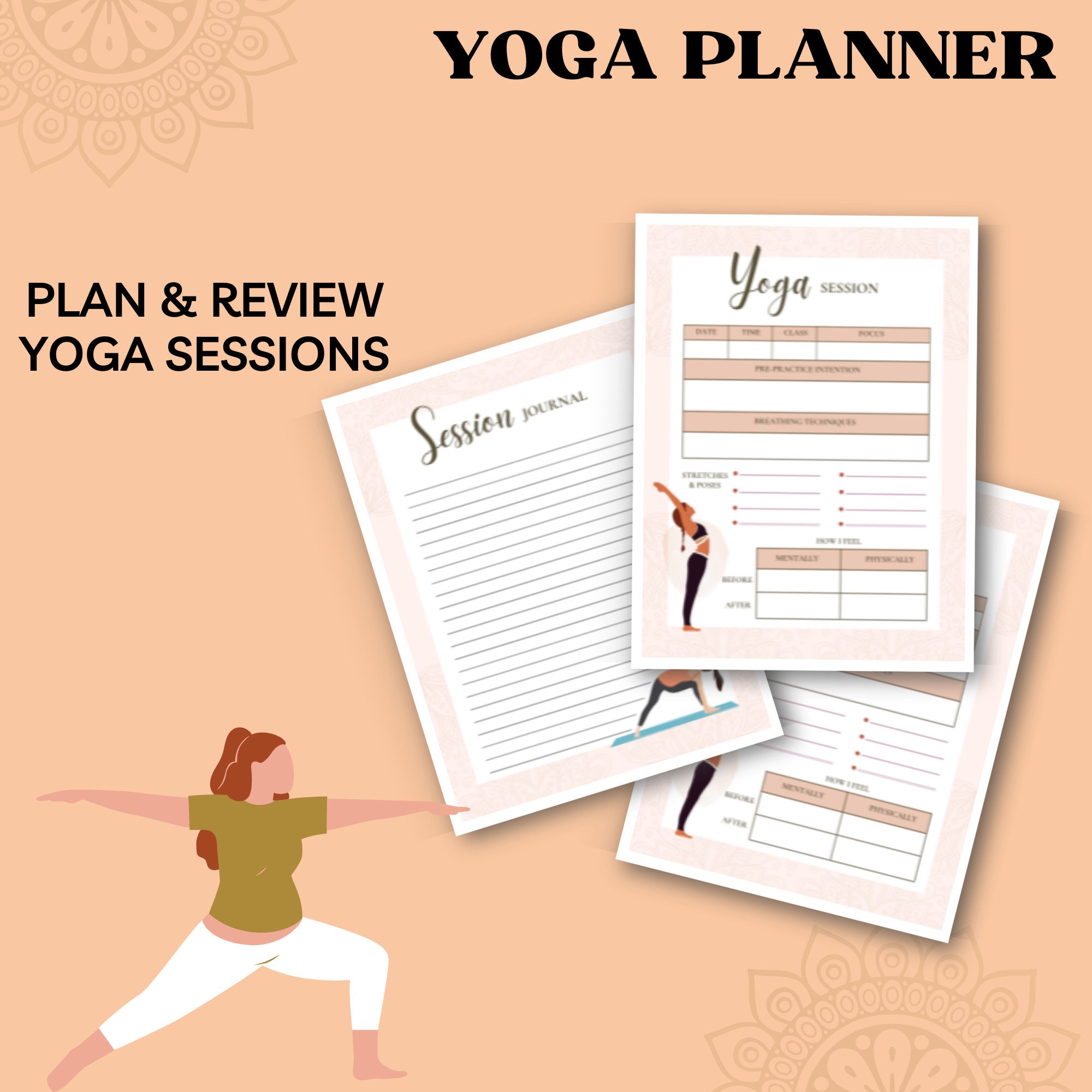Beginner Yoga Planner | Printable Yoga Session Tracker | Daily Yoga ...
