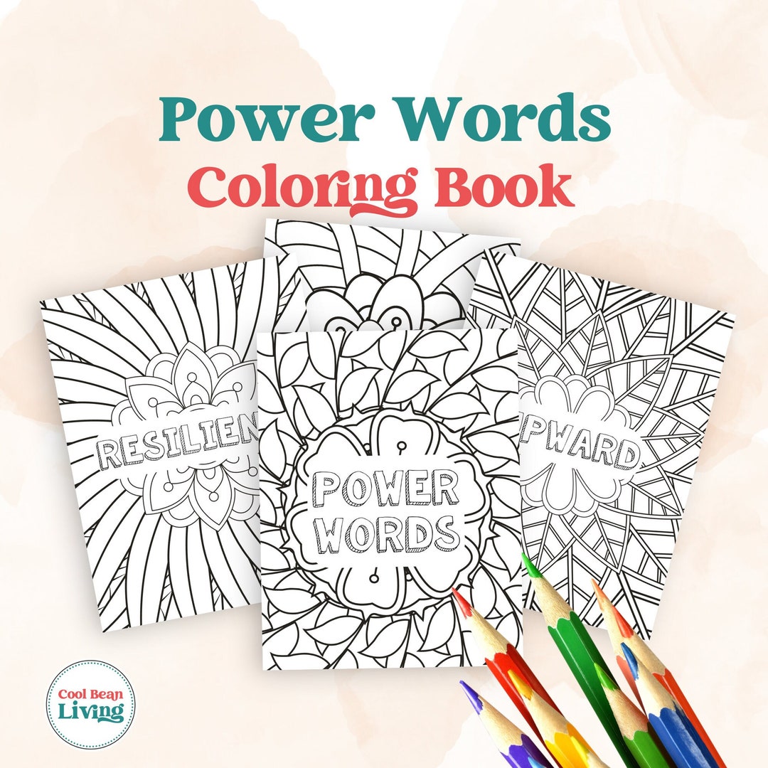 80 Power Words Coloring Book | Printable Color Therapy for Adults and ...