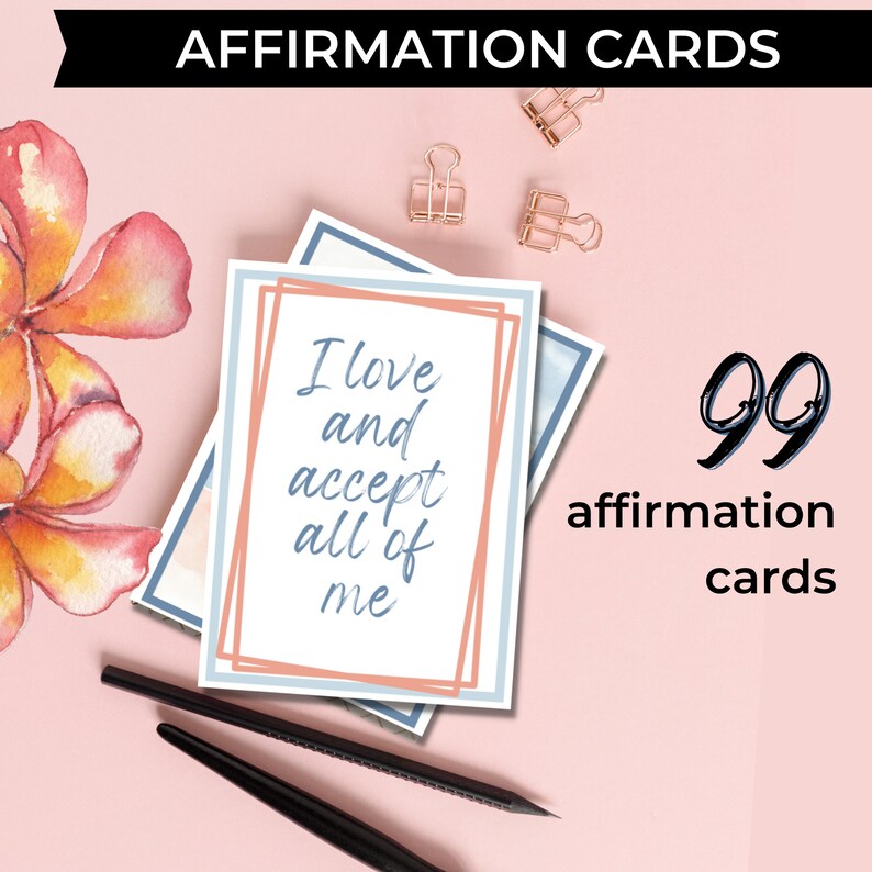 Printable Self Love Affirmation Card Deck | 99 Positive Affirmations ...