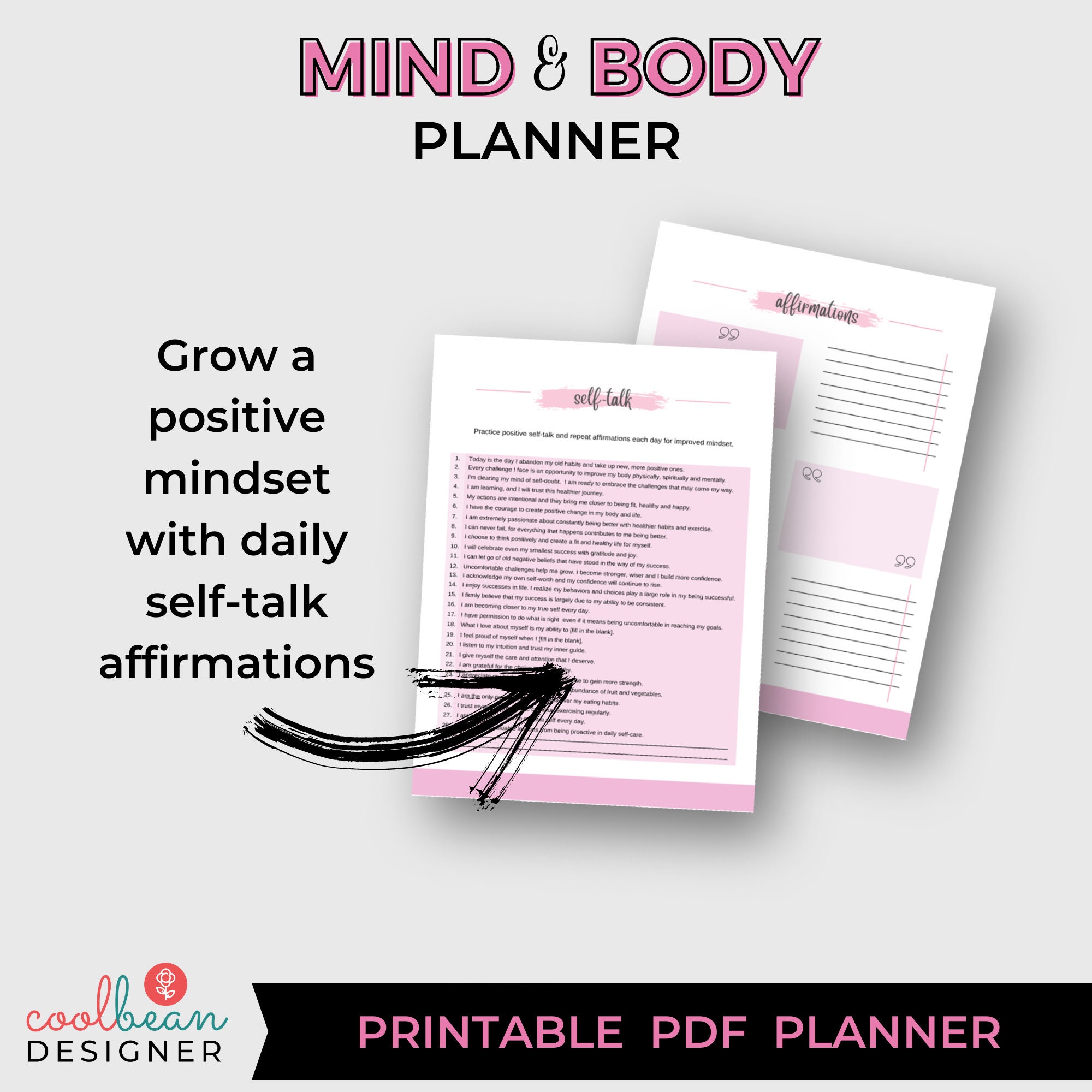 Mind and Body Planner Printable Self-care Goal Journal Wellness ...