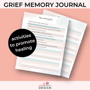 Grief Journal Printable | Bereavement Therapy | Grief and Loss | Memory ...