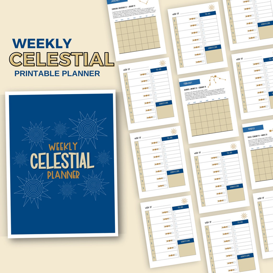 Weekly Celestial Planner Printable Undated Zodiac To-do - Etsy