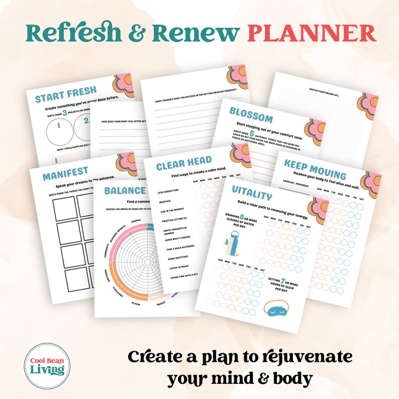 Printable Refresh and Renew Personal Growth Planner | Rejuvenate Your ...