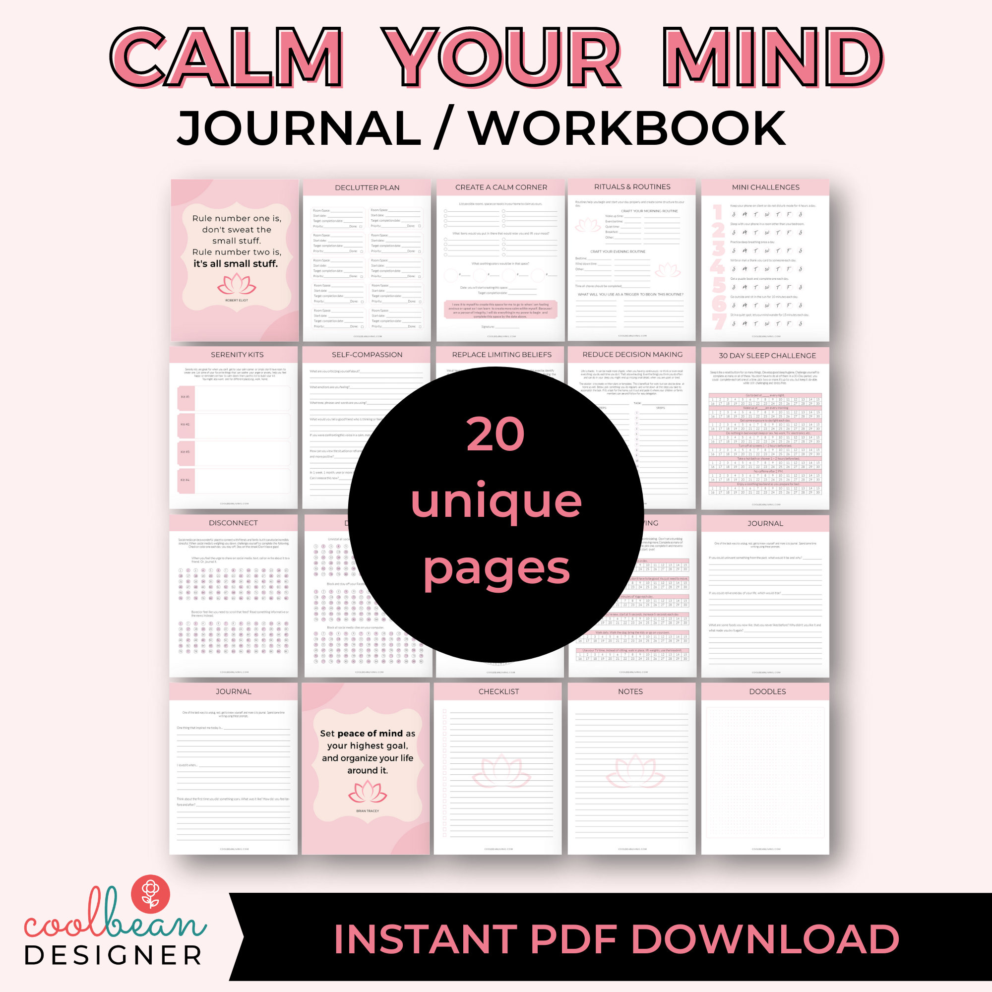 Printable Mind Calming Journal | Reduce Stress & Anxiety | Find Inner ...