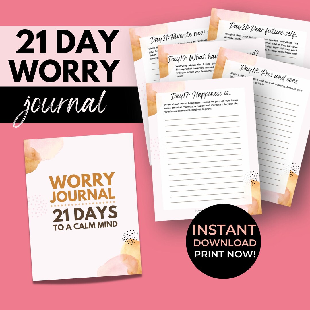 Worry Journal Anxiety Relief Printable Wellness and Mind - Etsy
