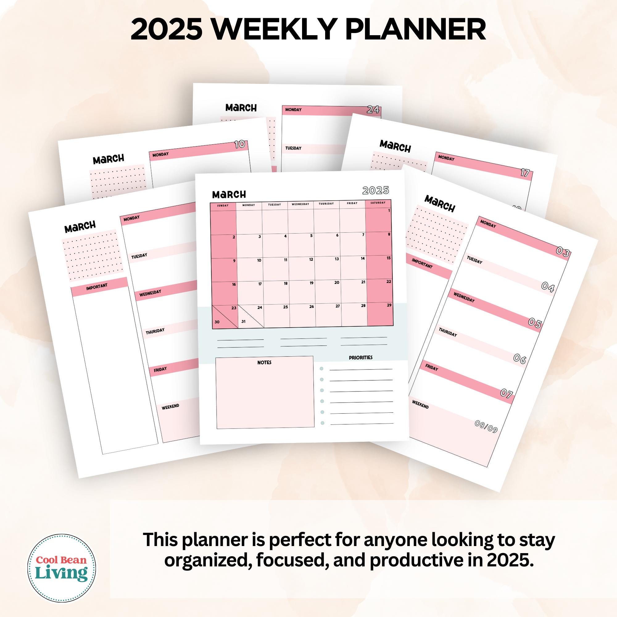 Printable 2025 Weekly Planner | Daily Organizing and Planning for ...