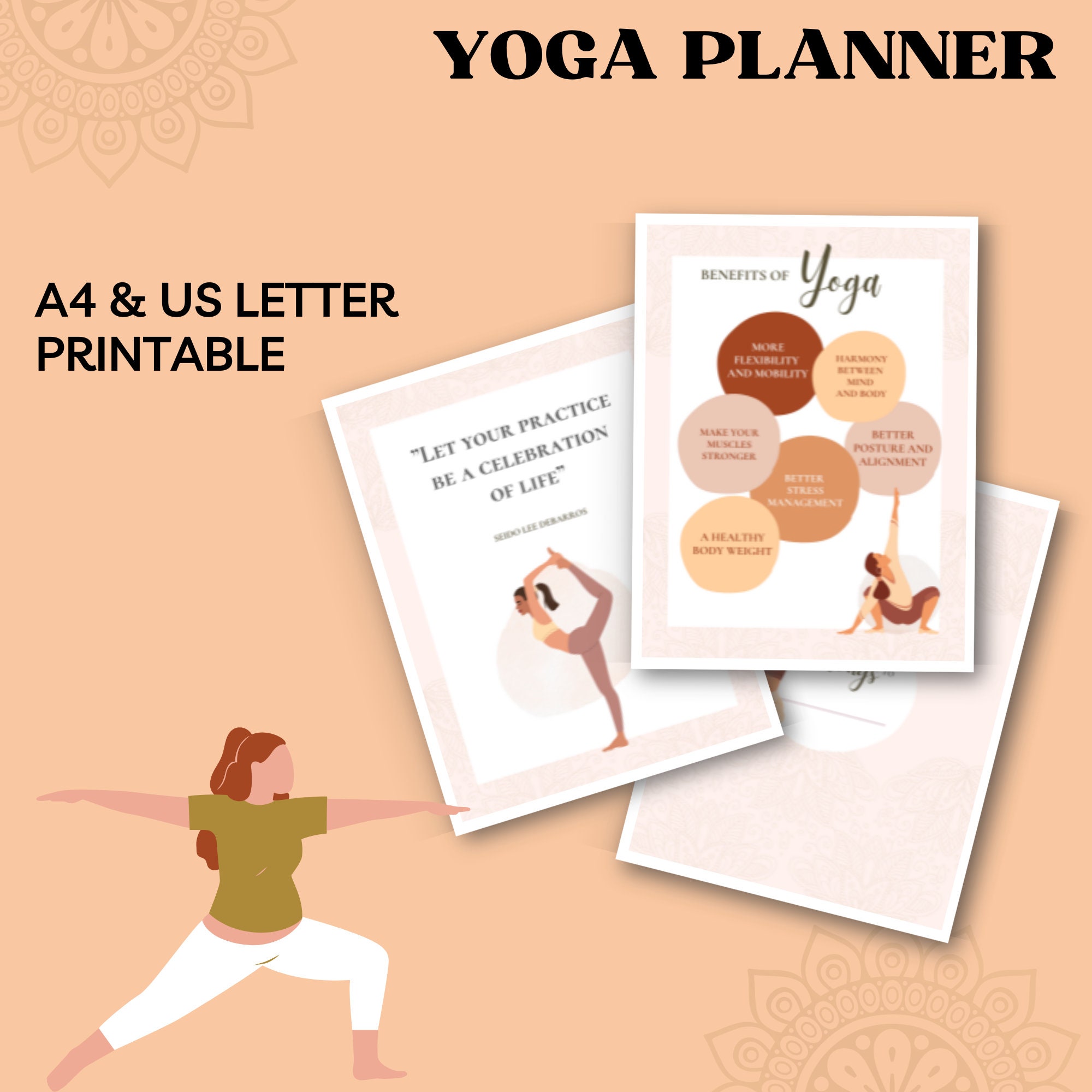 Beginner Yoga Planner | Printable Yoga Session Tracker | Daily Yoga ...