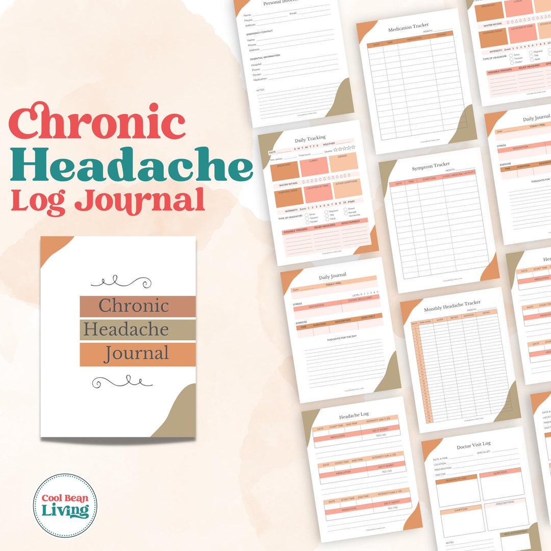 Chronic Headache Tracker | Printable Migraine Journal | Pain Tracking ...