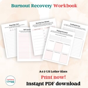 Burnout Recovery Workbook | Printable Stress Management Worksheets for ...