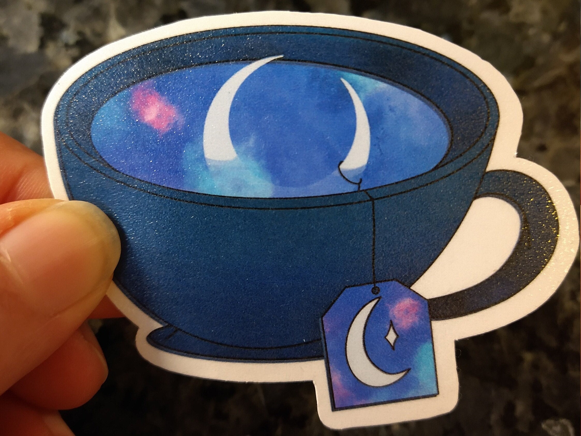 Moon Tea, Galaxy Tea Cup, Waterproof Vinyl Sticker for Laptop, Water ...