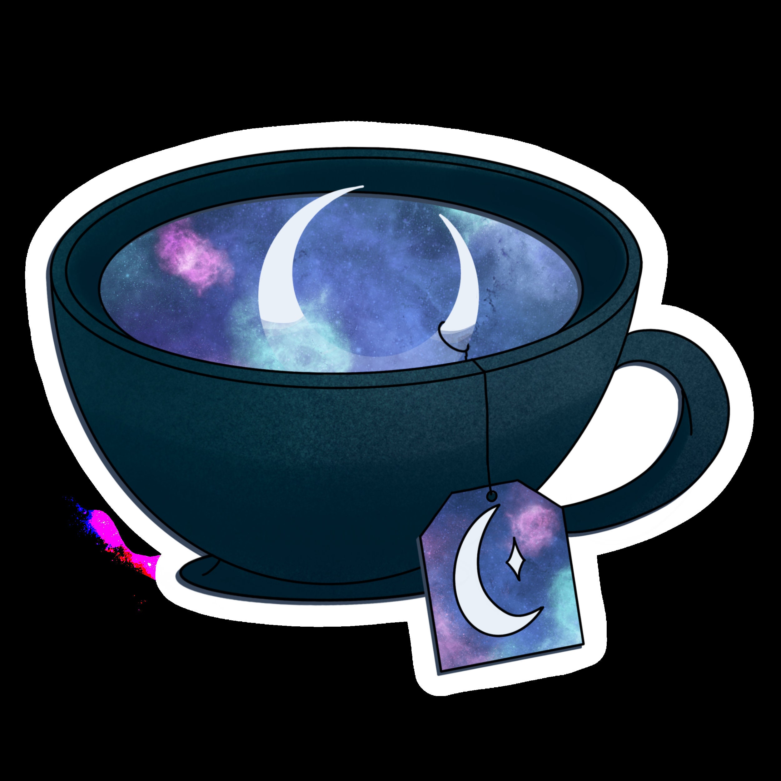 Moon Tea, Galaxy Tea Cup, Waterproof Vinyl Sticker for Laptop, Water ...