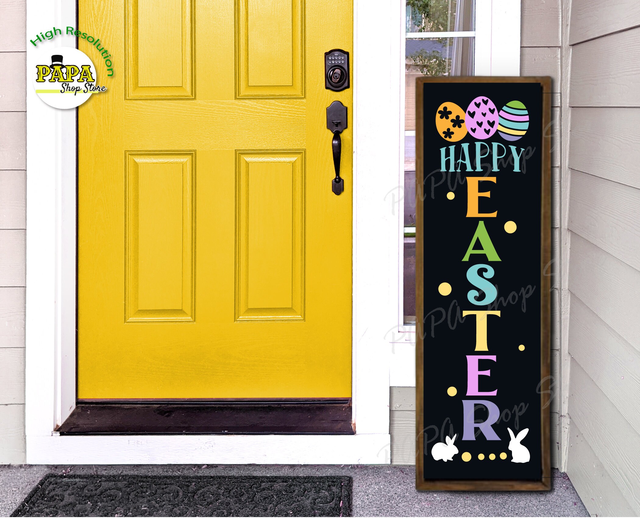 Art & Collectibles Happy Easter Vertical Sign Svg Vertical Welcome Sign ...