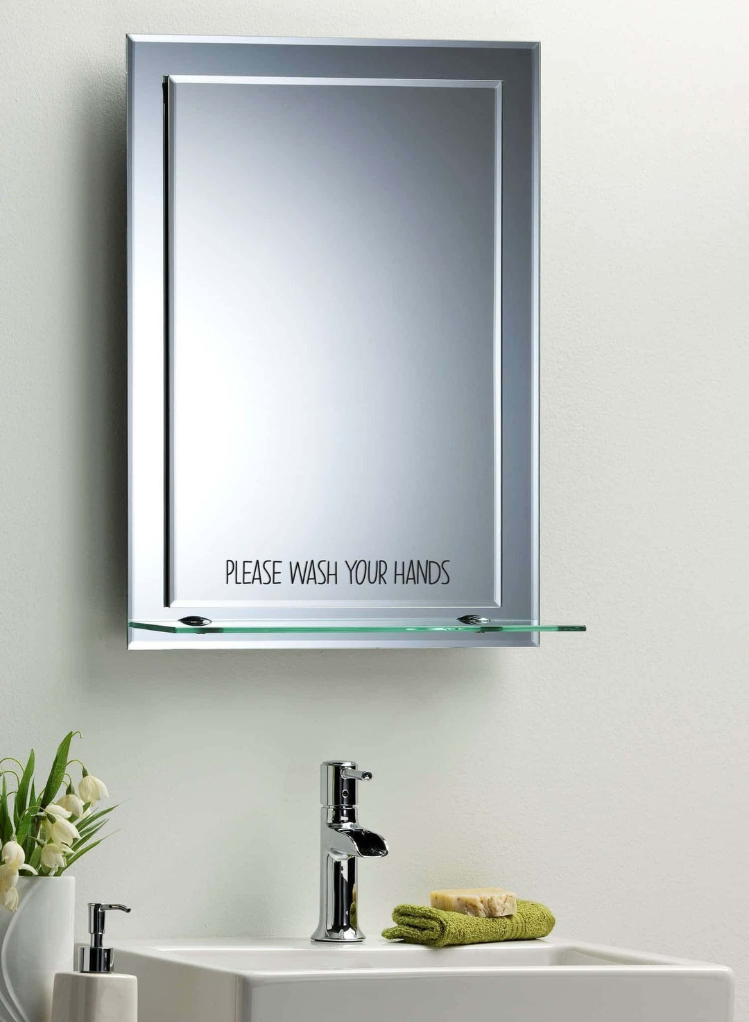 WASH YOUR HANDS Bathroom Mirror Decal, Vinyl Decal, Hand Washing ...