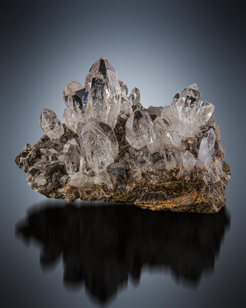 Diamond Quartz Cluster Perched on Calcite Matrix. 82 Grams - Etsy