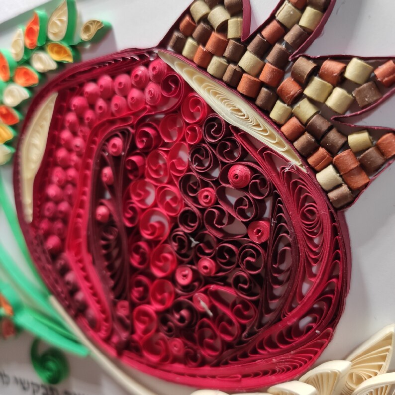 Pomegranate, Rosh Hashanah Gift,jewish Art, Quilling Home Gift,wall Art ...