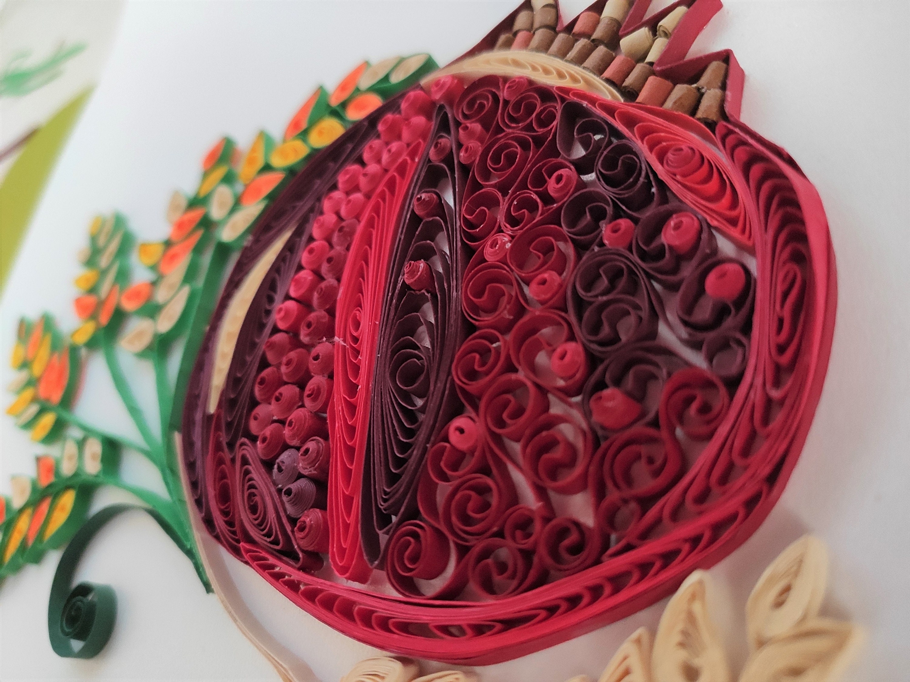 Pomegranate, Rosh Hashanah Gift,jewish Art, Quilling Home Gift,wall Art ...