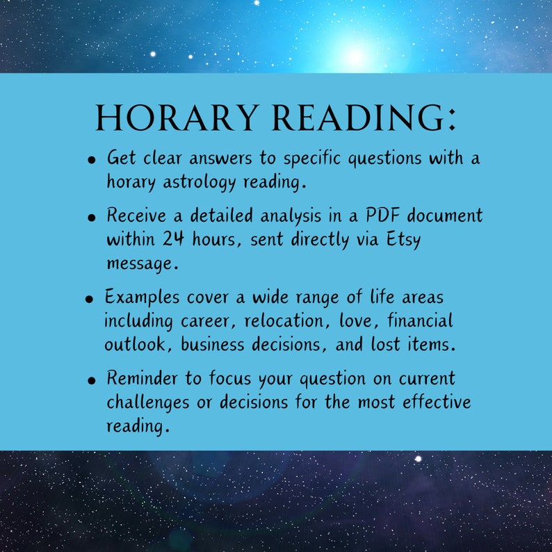 Horary Question Astrology Reading same Day - Etsy UK