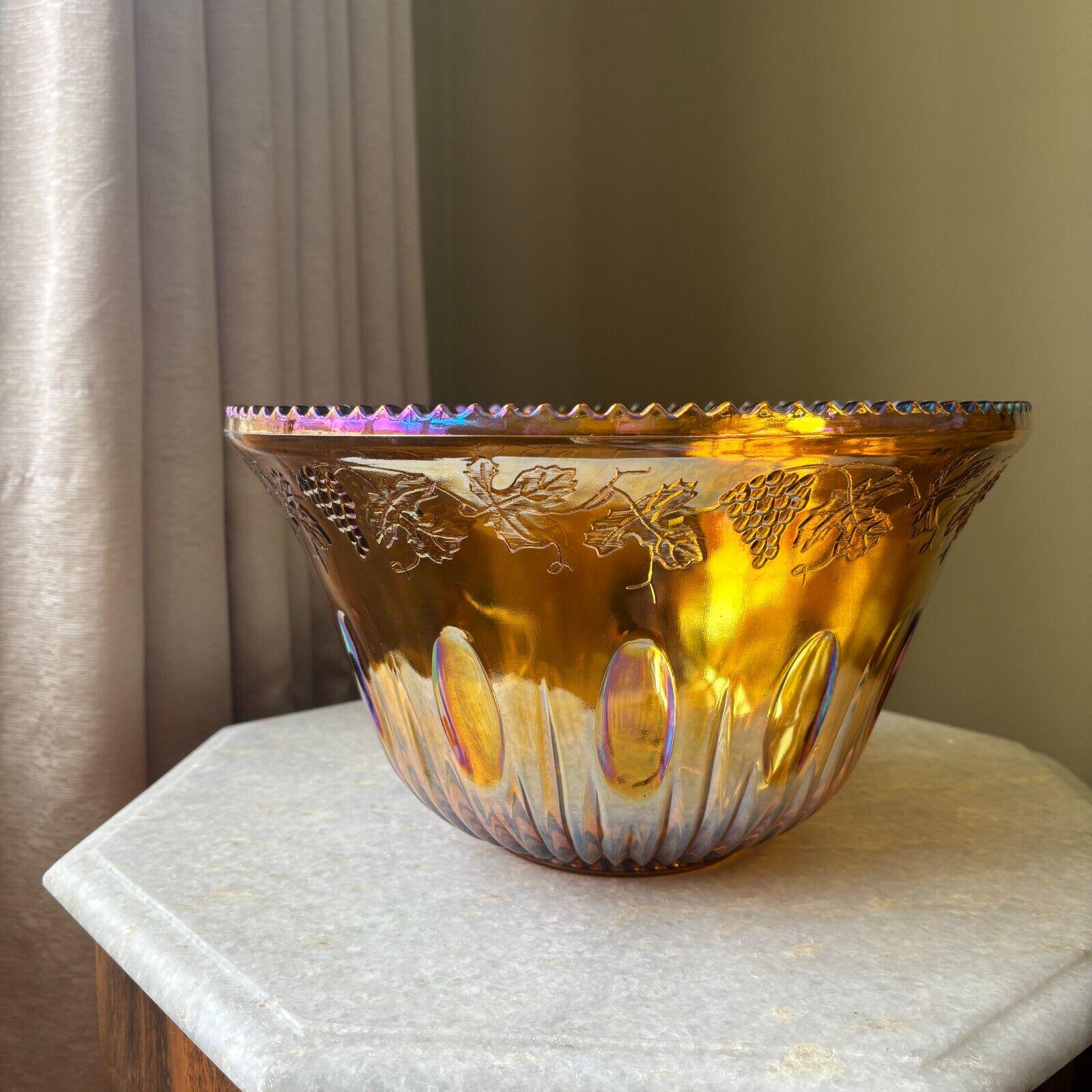 Vintage Amber Princess Carnival Glass Punch Bowl by Indiana Glass 1970s ...