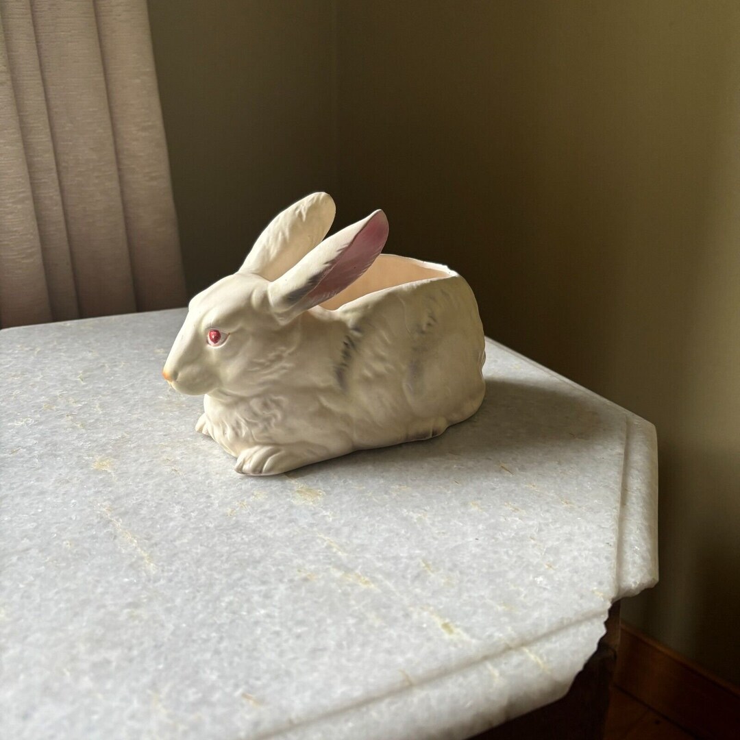 Vintage Ceramic Bunny Rabbit Planter Vessel - Etsy