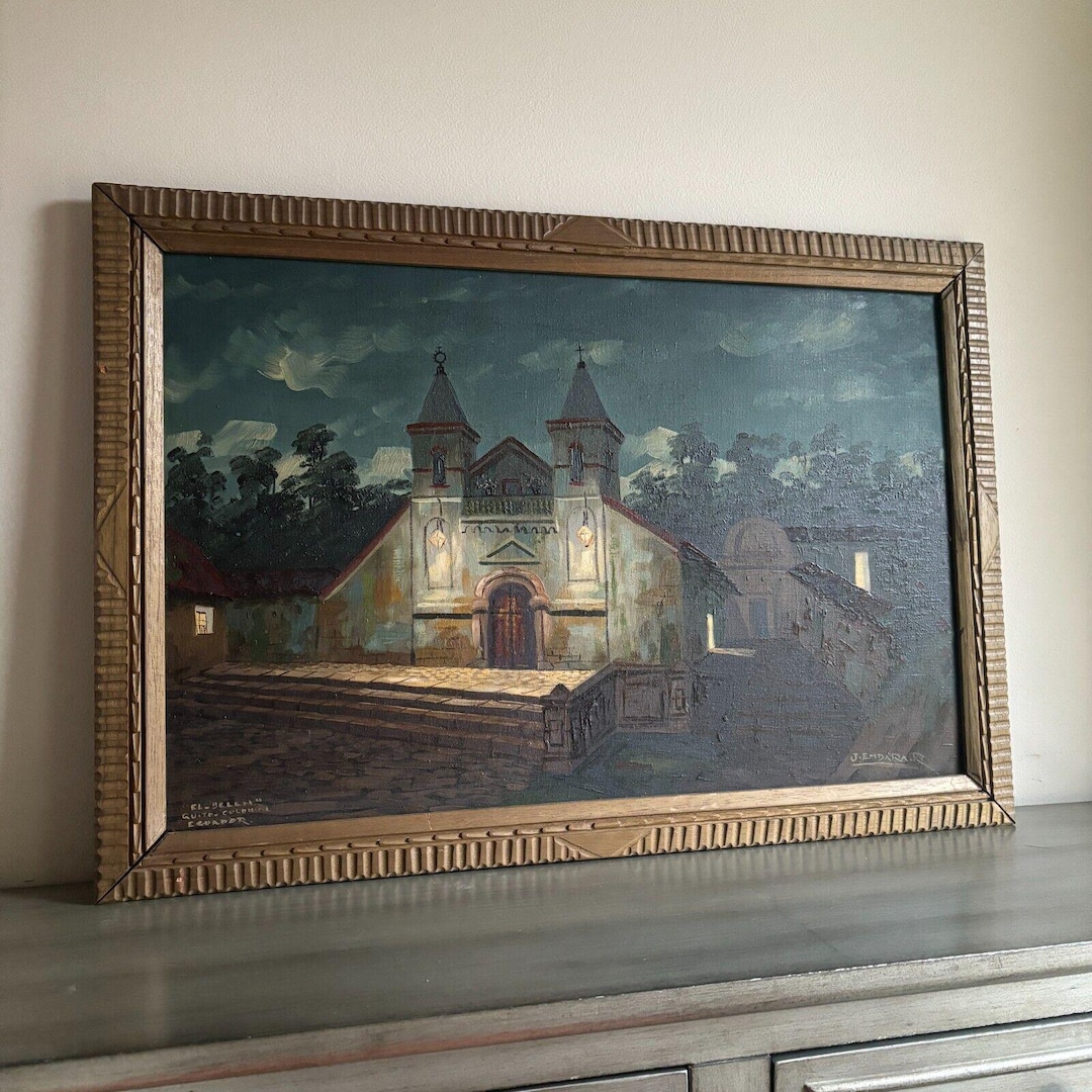 Original Ecuadorian Oil Painting by Joaquin Endara Ruiz of Quito Church ...