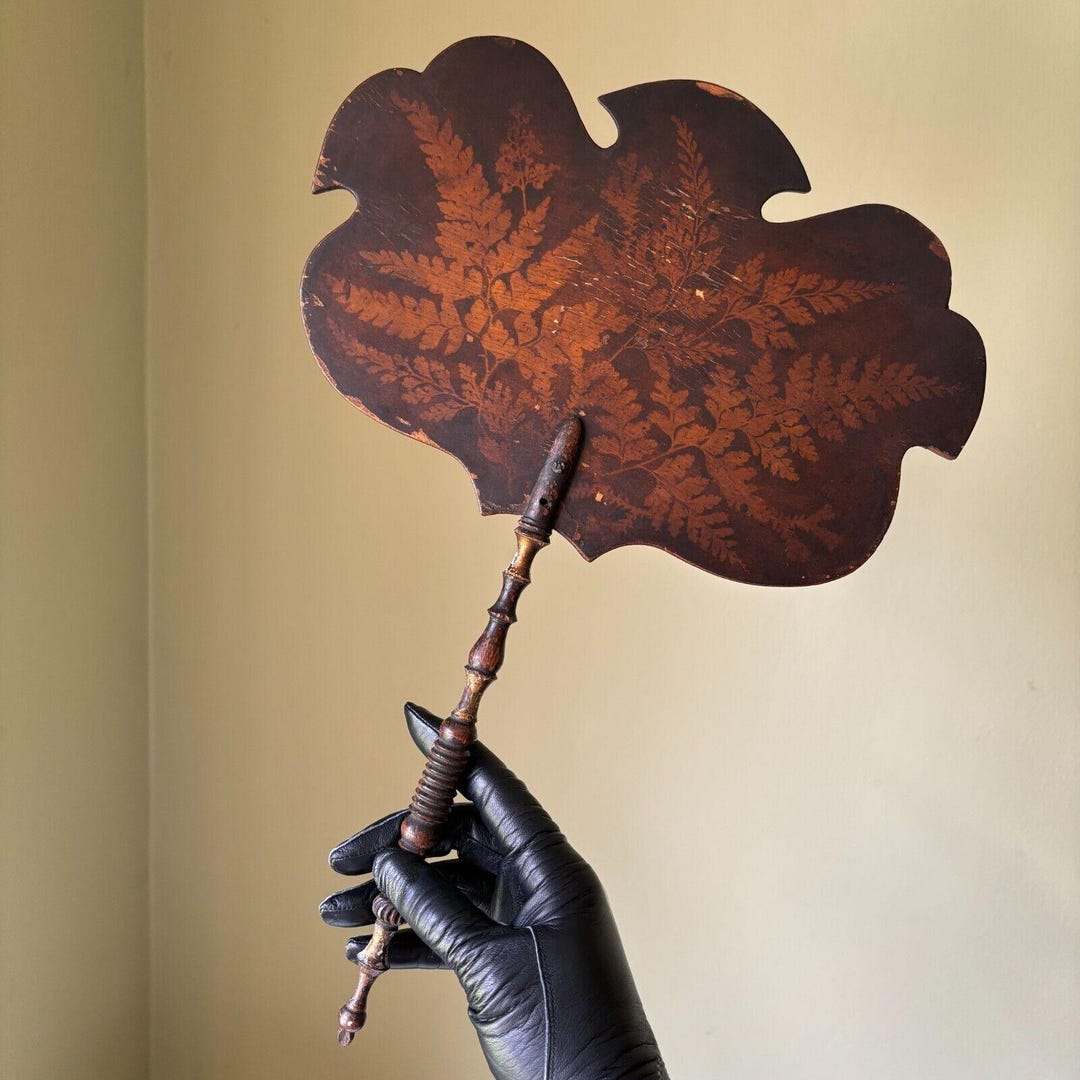 Antique Wooden Ornate Fernware Face Screen Handheld Fan - Etsy