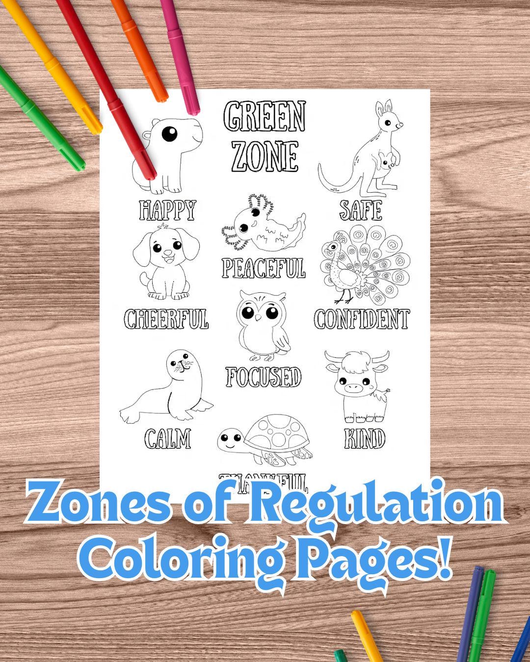Zones of Regulation Coloring Pages - Etsy