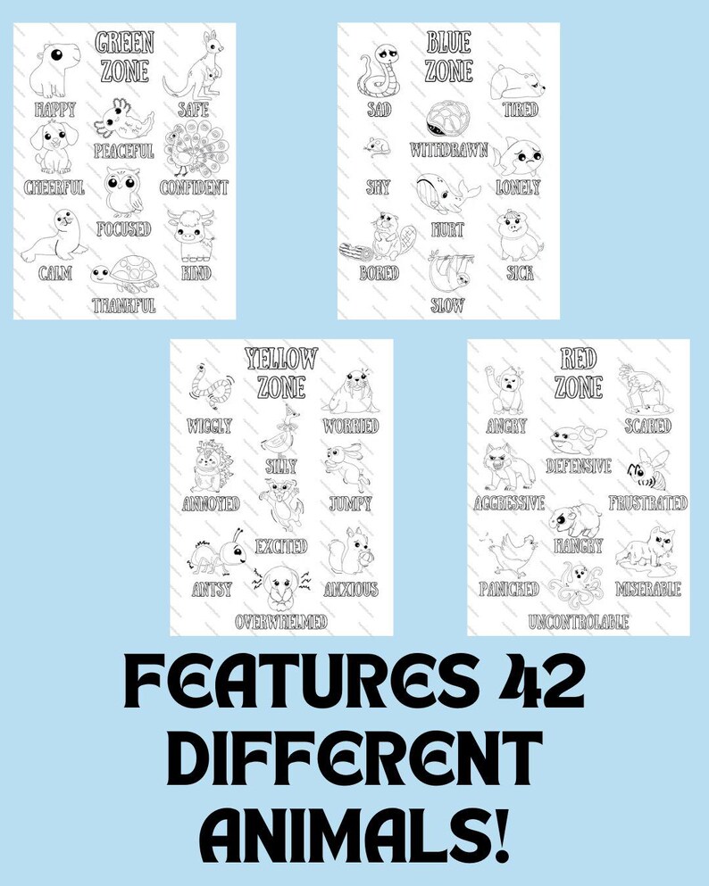 Zones of Regulation Coloring Pages - Etsy