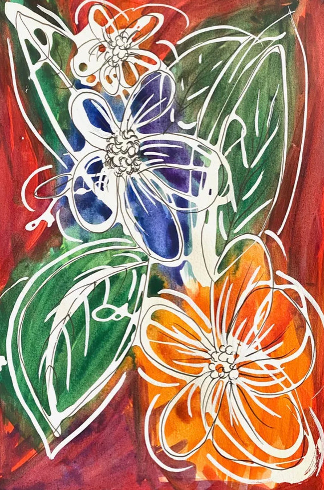 Bold Watercolor Flowers - Etsy