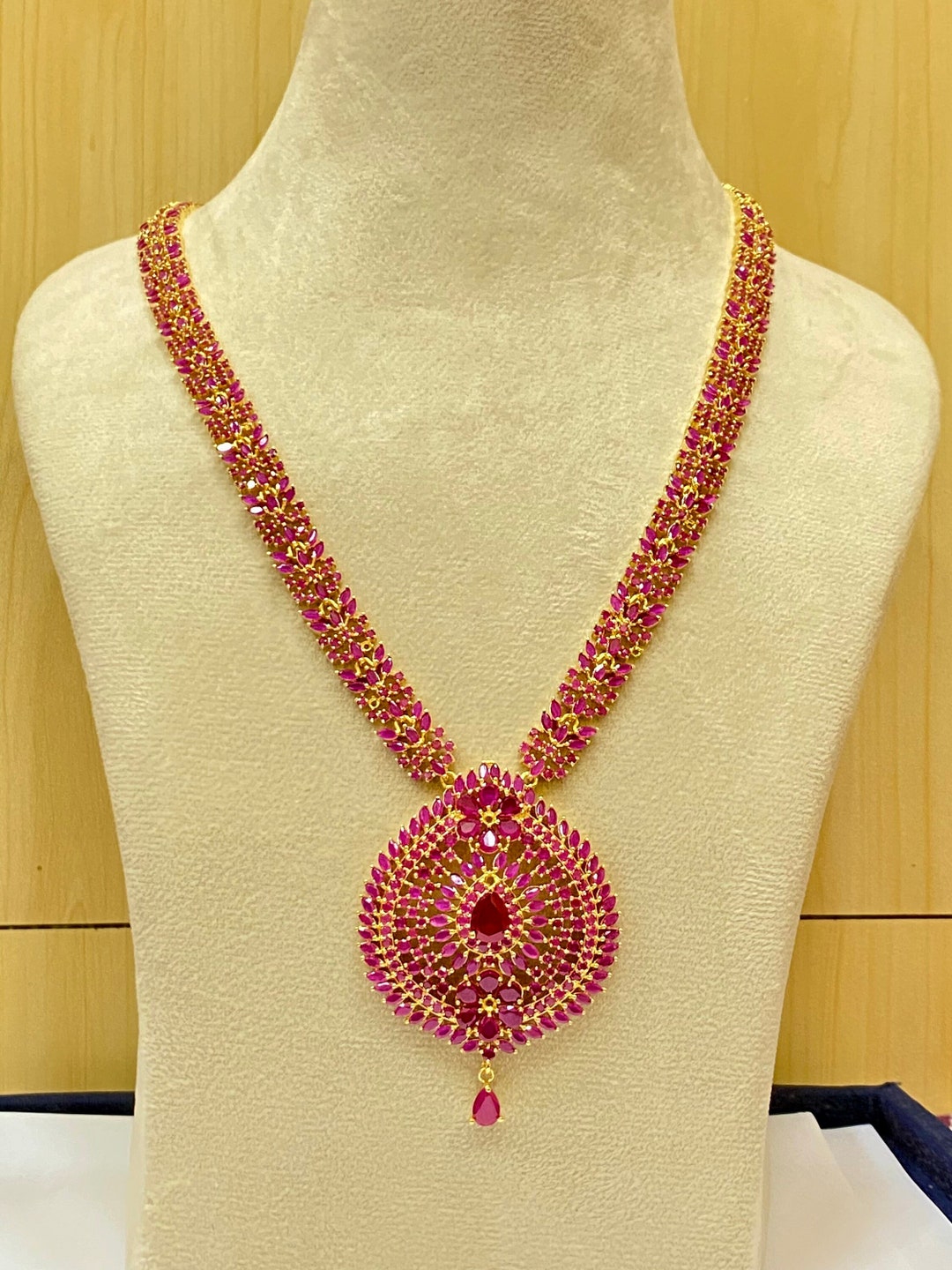 Ruby Necklace, Indian South Traditional Necklace, Emerald Necklace ...