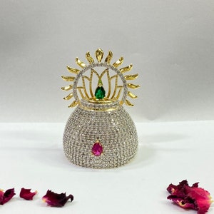 Gold Krishna Mukut, Laddu Gopal Mukut Shringar, Gold Deity Crown and ...
