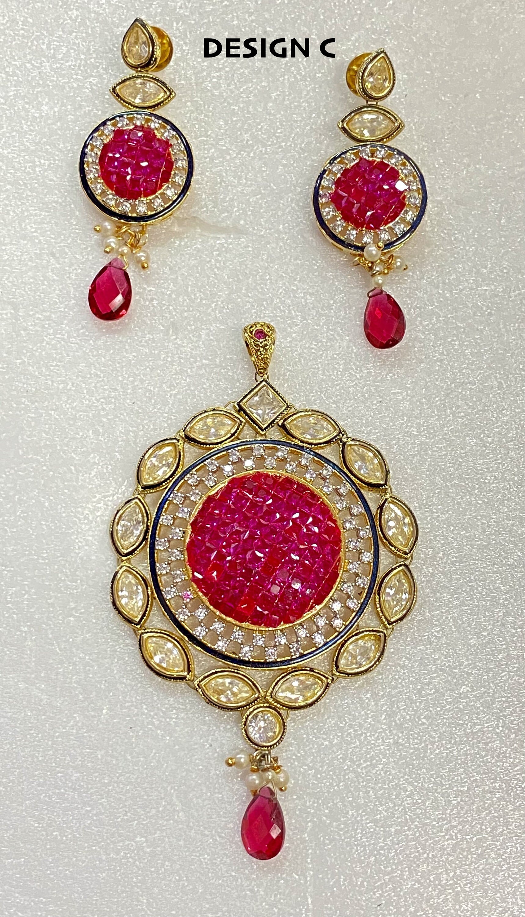 Kundan Ruby Pendent, Indian Wedding Pendent, Pendent Light - Etsy