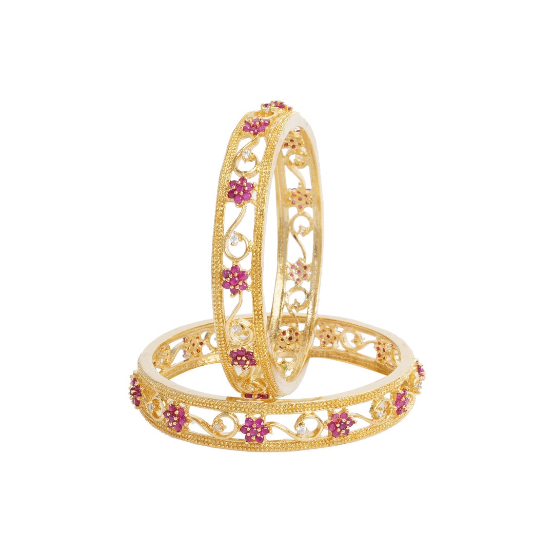 Wedding Indian Bracelet Bangle Rose Gold Wedding Bangle Ruby Cz