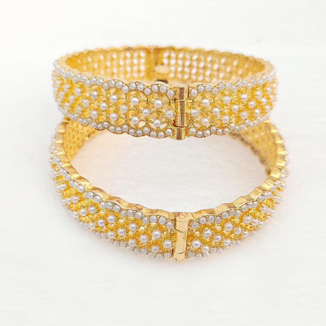 Designer Pearl Bangles -indian Bangles -bridesmaid Gift- Gold Plated ...