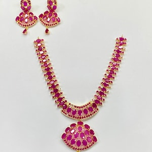 22k Gold Plated Ruby Choker Set: South Indian Wedding Jewelry - Etsy