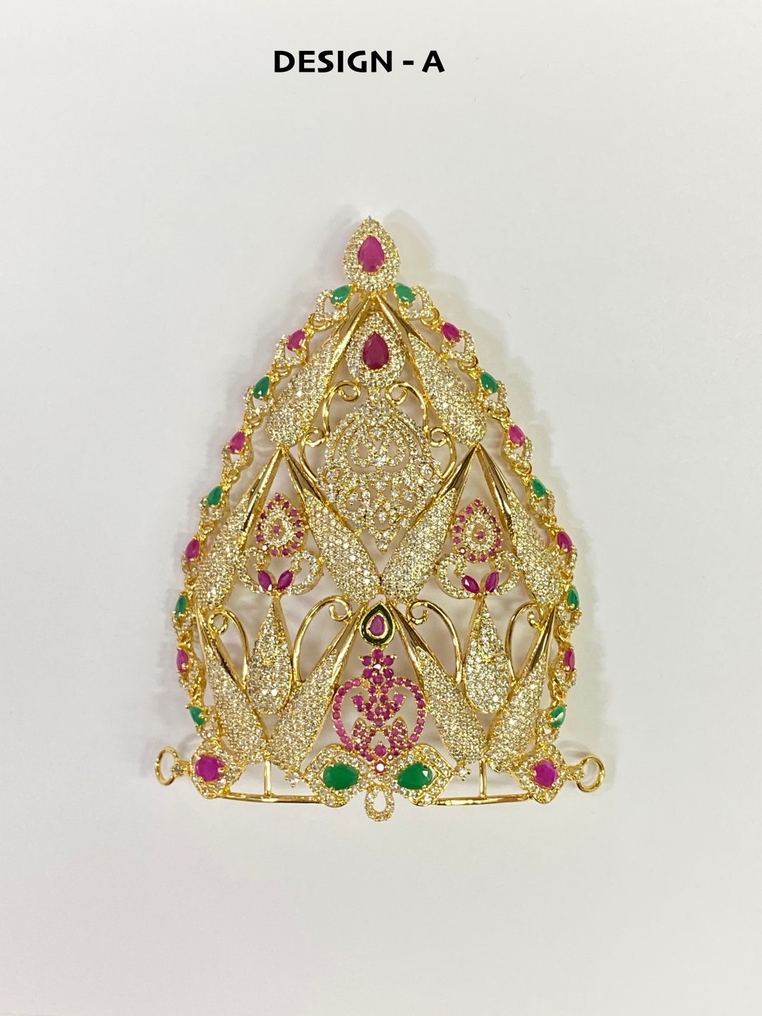Radha Krishna Mukut: Ruby, Pearl, Emerald Crown - Divine Ornament - Etsy