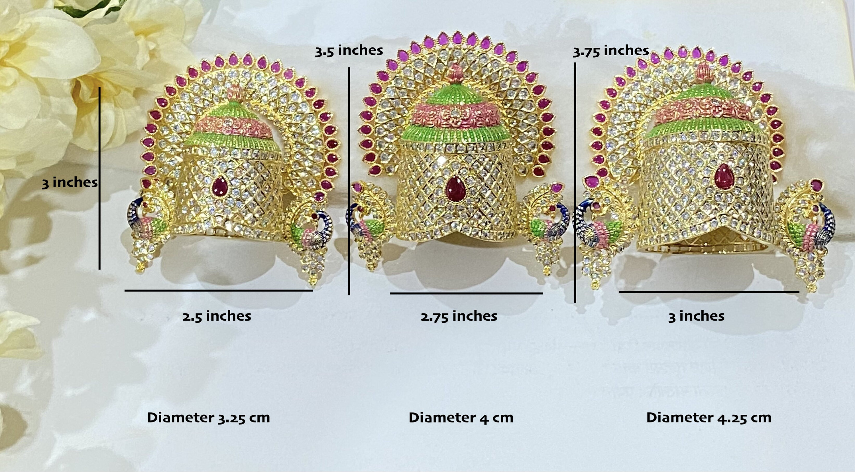 22k Gold Plated Tirupati Balaji Crown: Ruby & Solitaire Stone Work ...