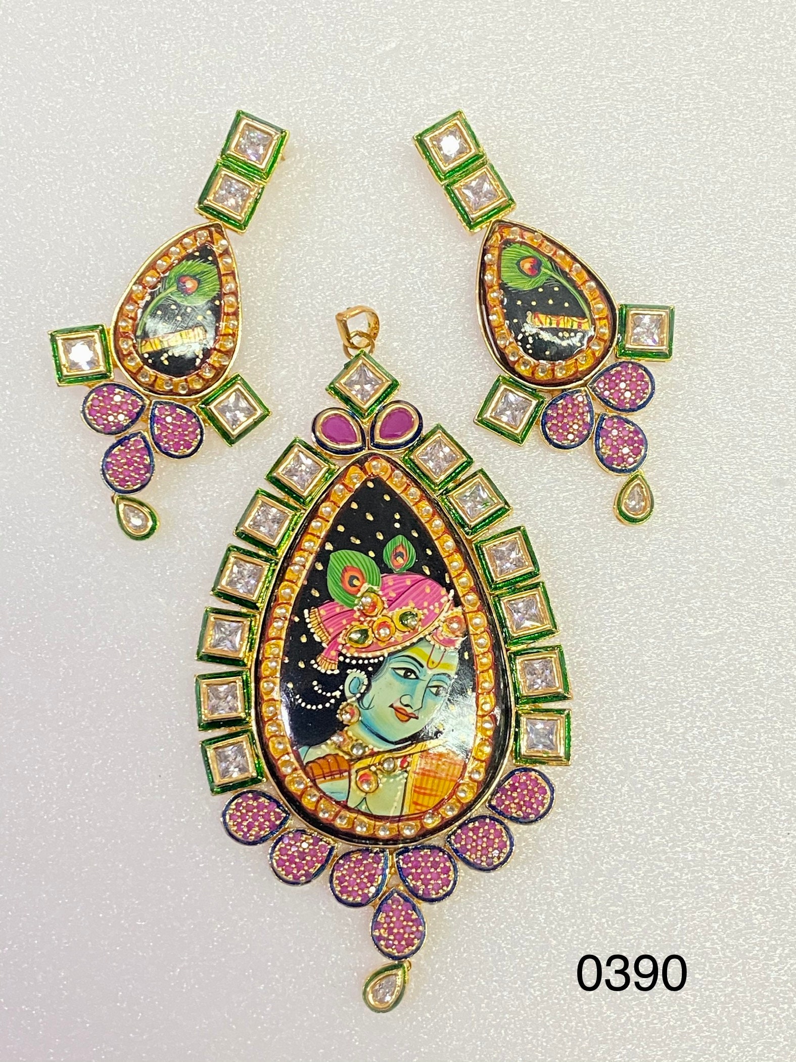 Krishna Locket Set Kundan Locket Lord Krishna Hand Painted - Etsy