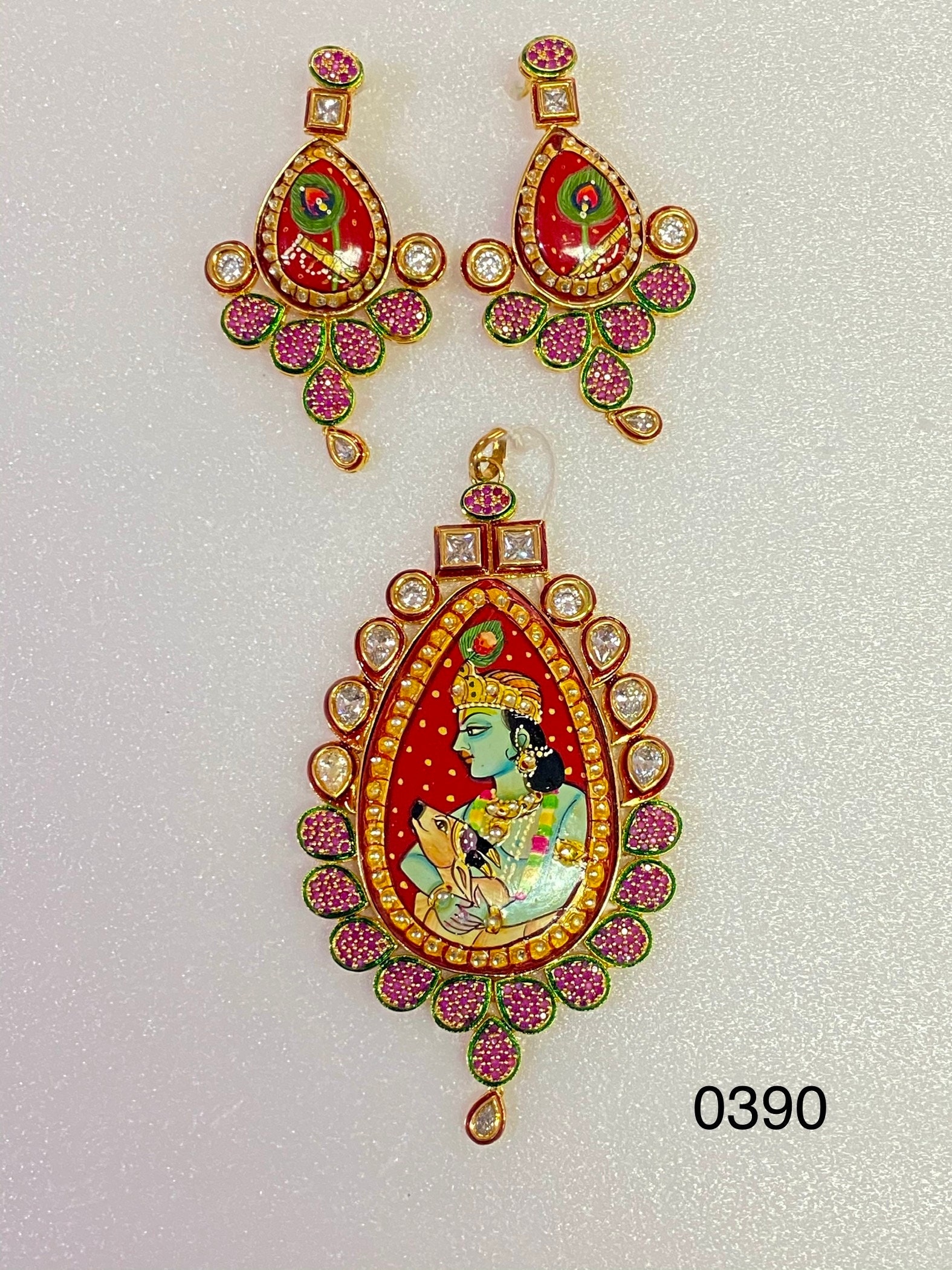 Krishna Locket Set Kundan Locket Lord Krishna Hand Painted - Etsy