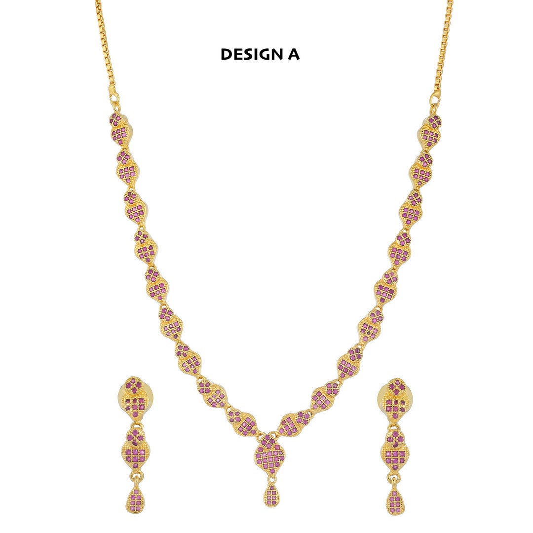 Ruby Necklace, Gold Long Haar Necklace, Diamond Designer Collection ...