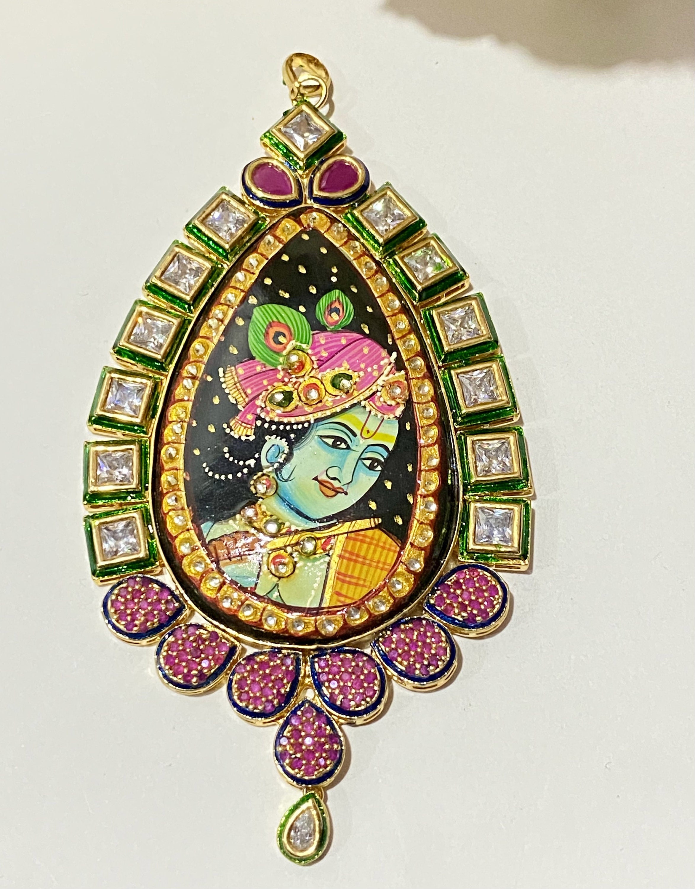 Krishna Locket Set Kundan Locket Lord Krishna Hand Painted - Etsy