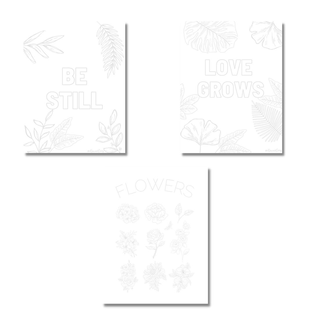 Mindful Plant Coloring Pages. Pdf Download Only! - Etsy