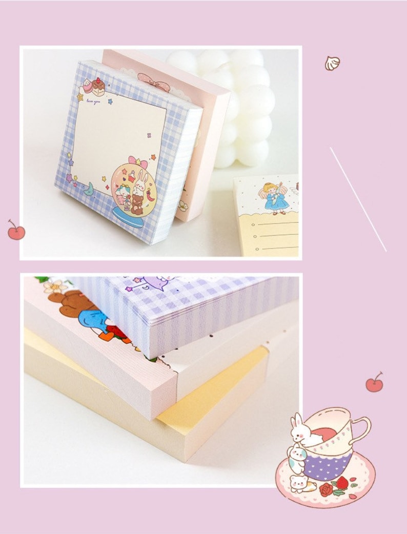 100pcs Cute Memo Pads Kawaii Notepads Set Cute Stickers - Etsy