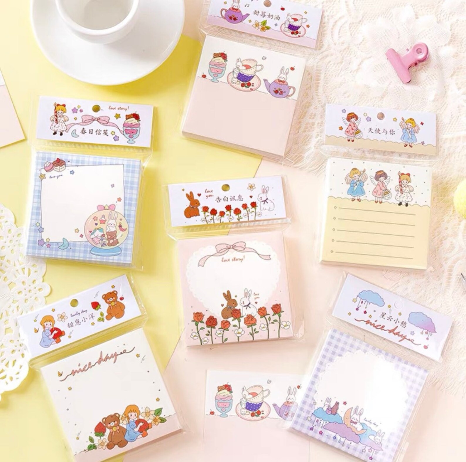 100pcs Cute Memo Pads Kawaii Notepads Set Cute Stickers - Etsy
