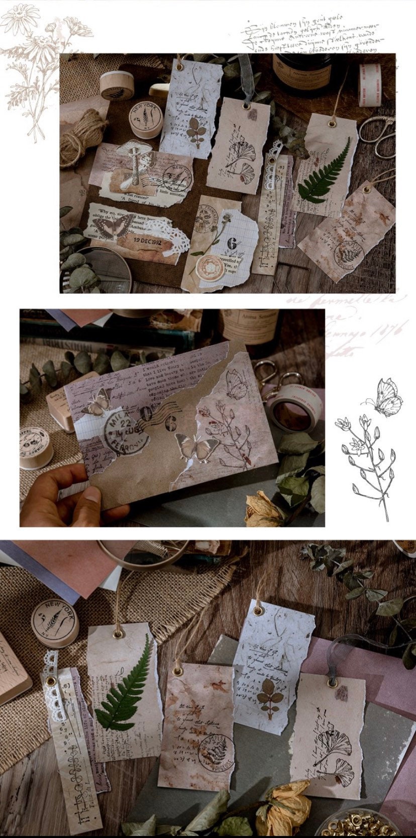 8pcs Vintage Paper Set Vintage Scrapbooking Paper Vintage | Etsy